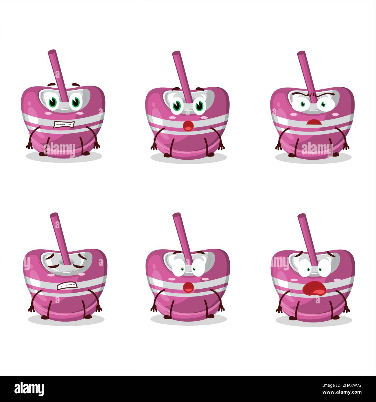 Character cartoon of pink sugar candy with scared expression. Vector ...