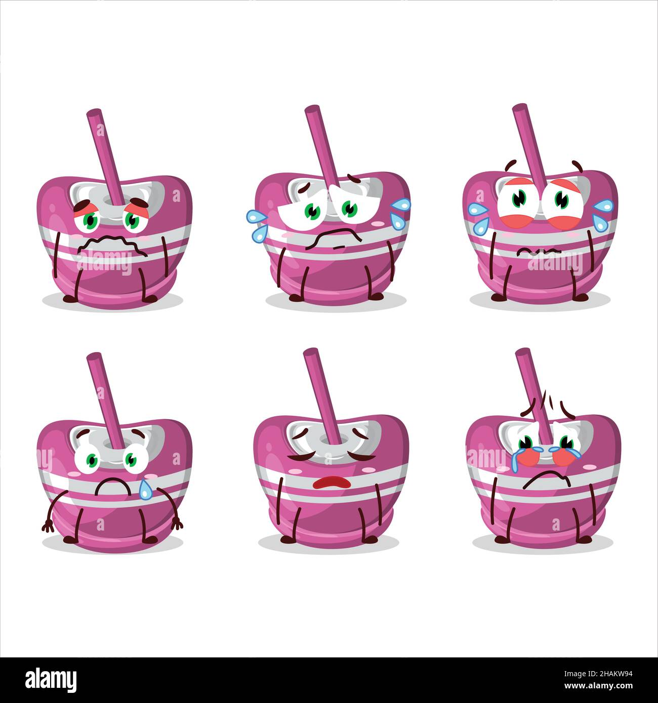 Pink sugar candy cartoon character with sad expression. Vector ...