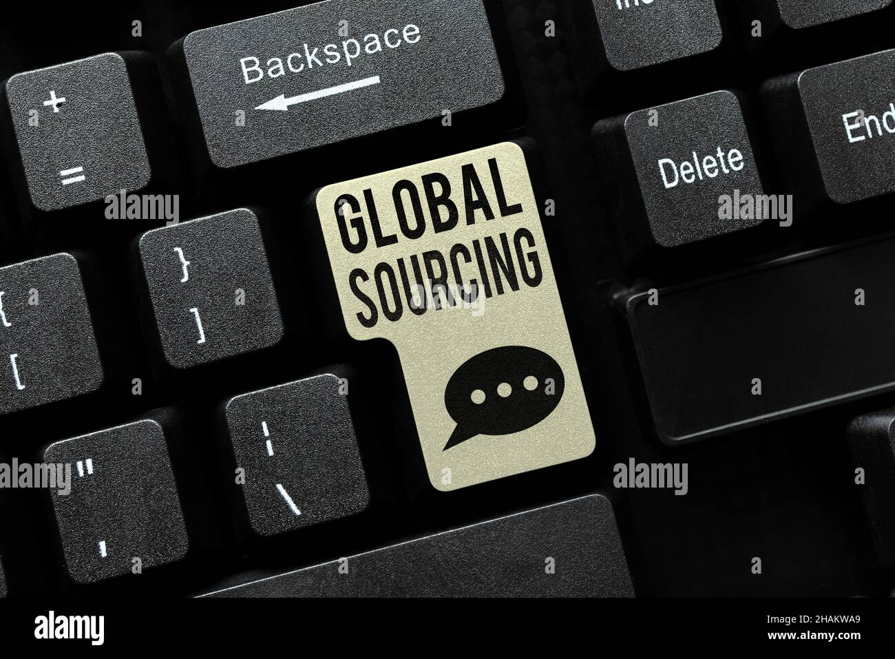 Text caption presenting Global Sourcing. Internet Concept practice of ...