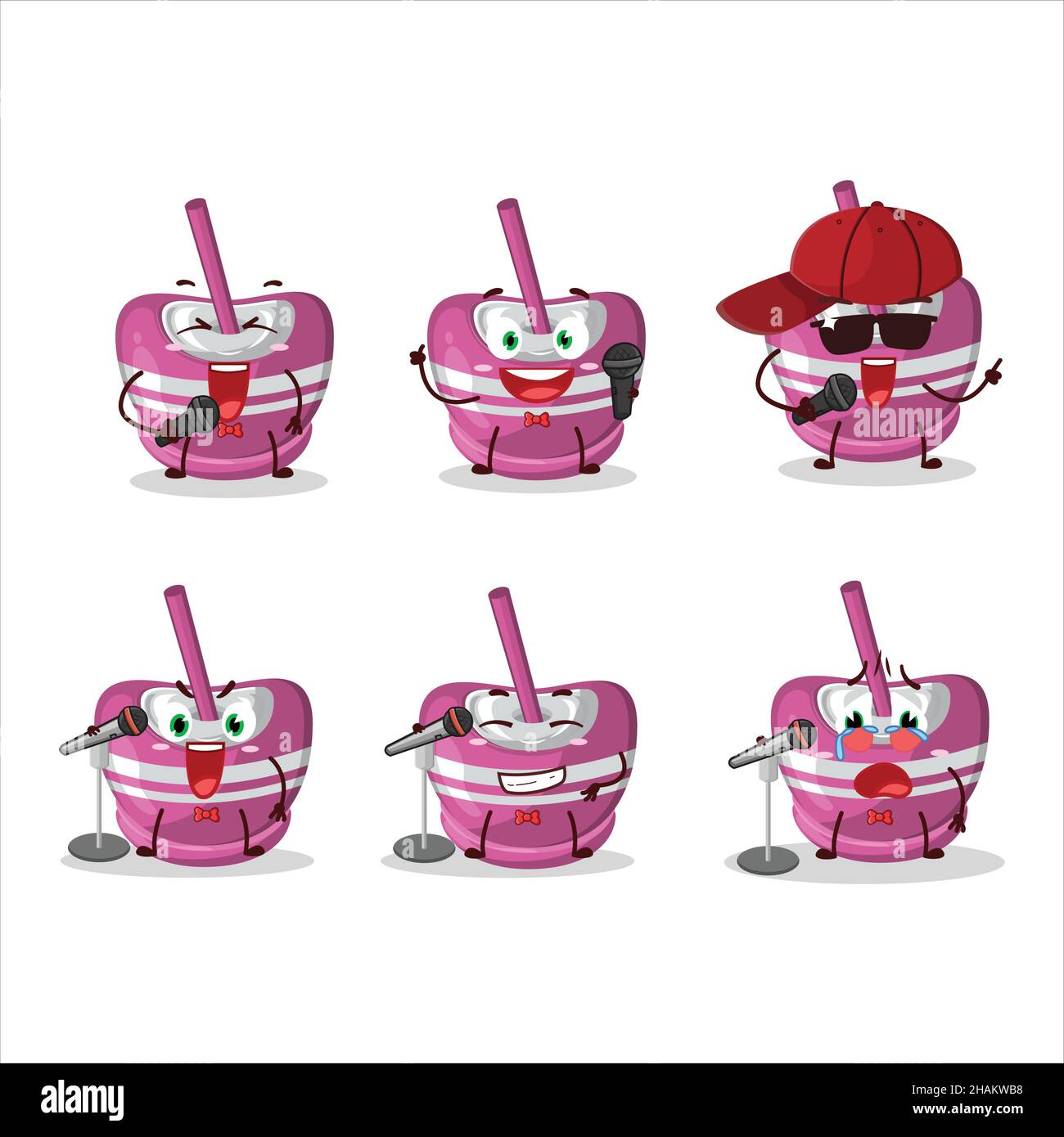 A Cute Cartoon design concept of pink sugar candy singing a famous song ...