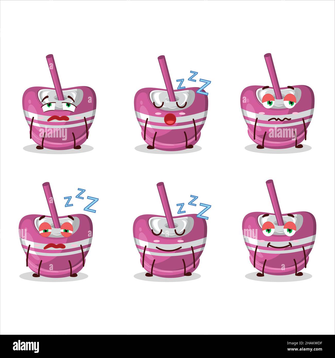 Cartoon character of pink sugar candy with sleepy expression. Vector ...