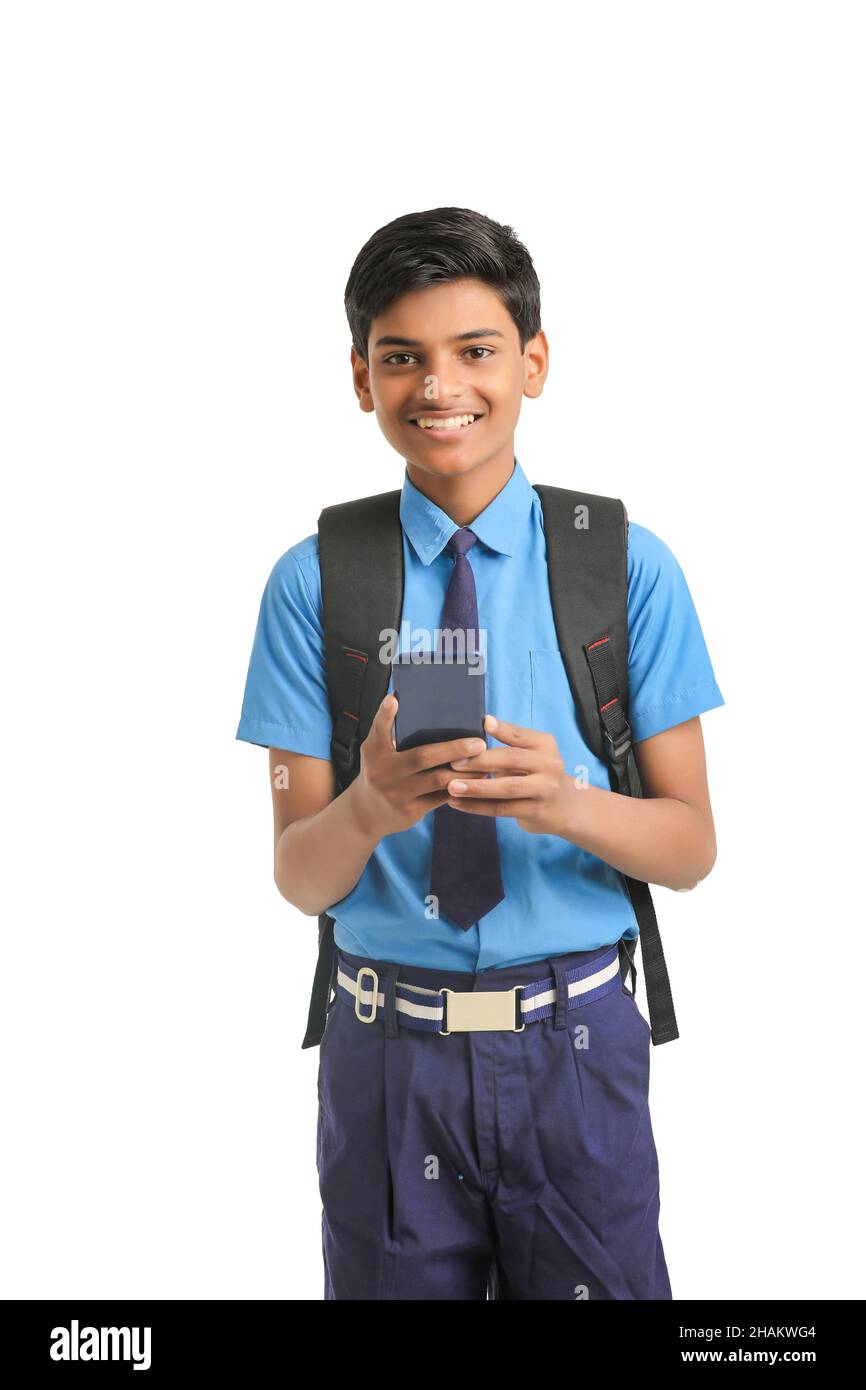Indian child school student phone hi-res stock photography and images ...