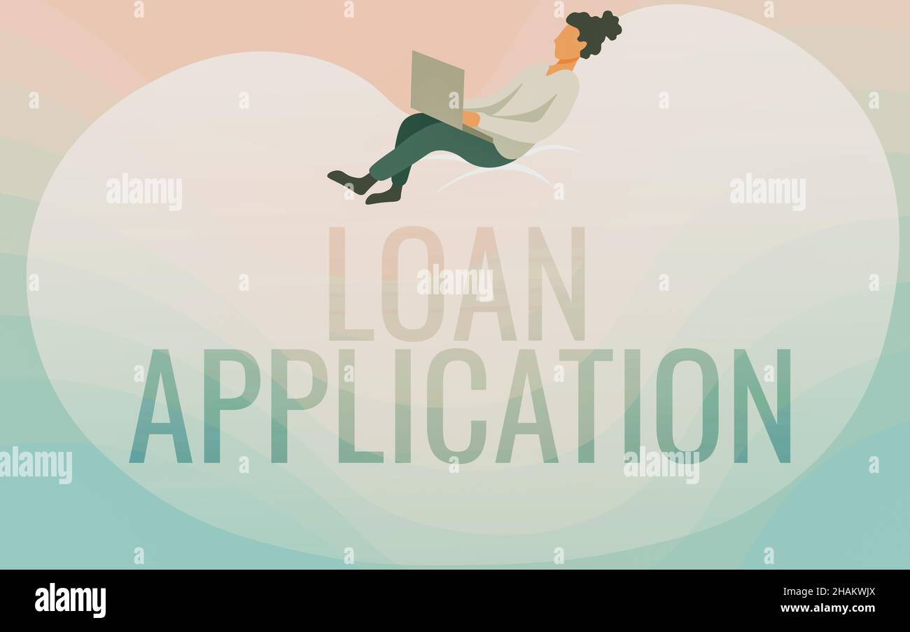 Hand writing sign Loan Application. Business overview Document that ...