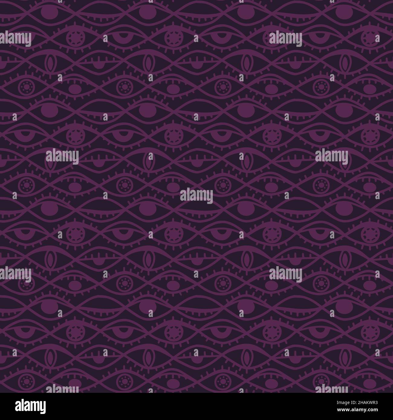 hand-drawn different eyes seamless pattern dark purple color, endless ...