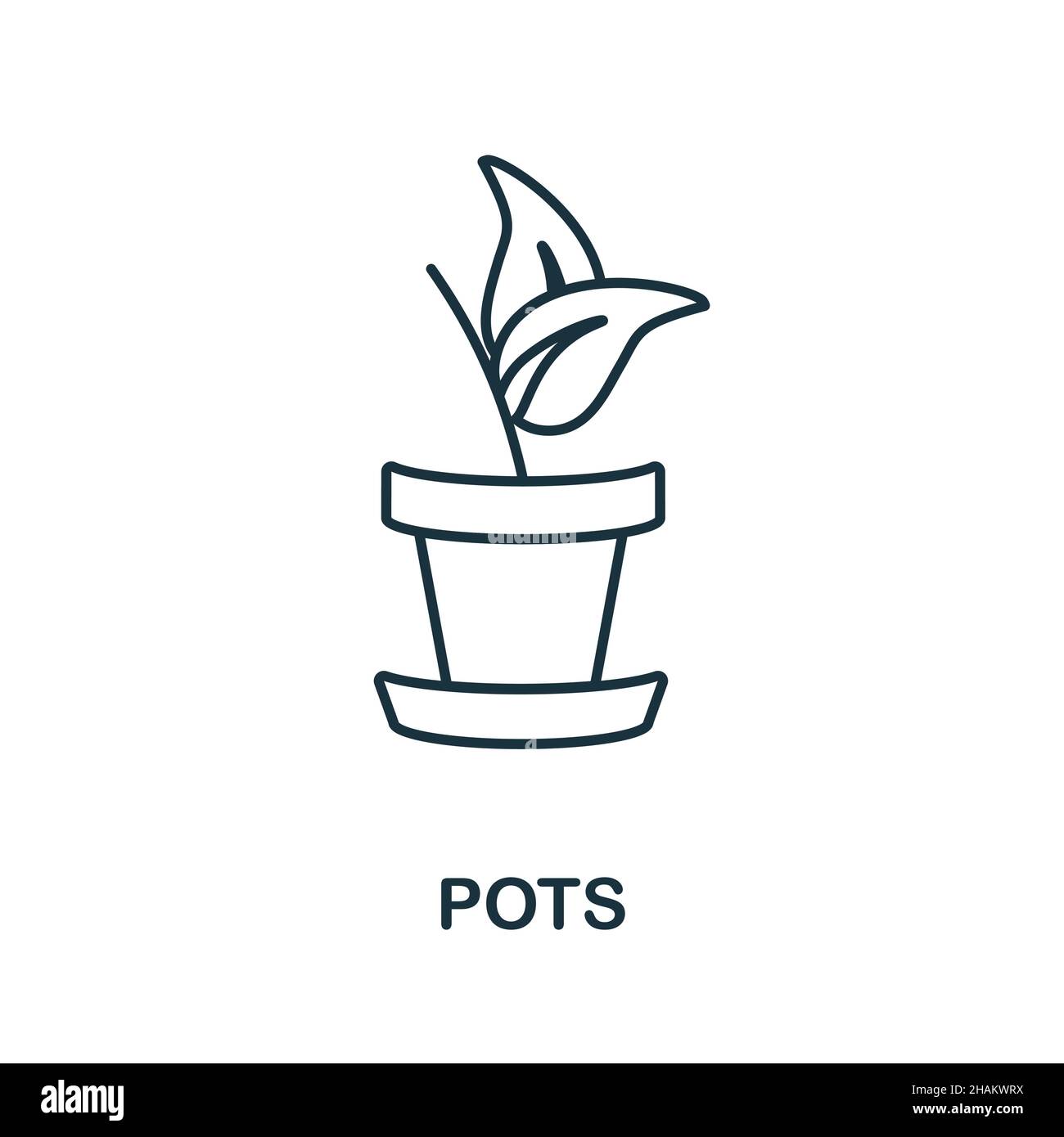 Pots icon. Line element from balcony collection. Linear Pots icon sign ...