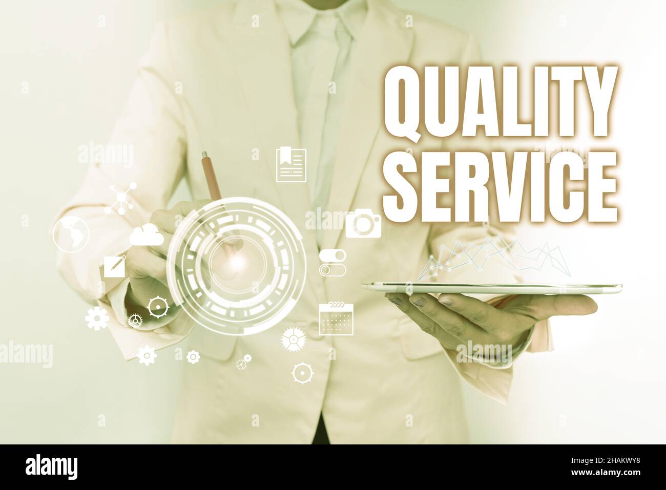 Sign displaying Quality Service. Business overview how well delivered ...