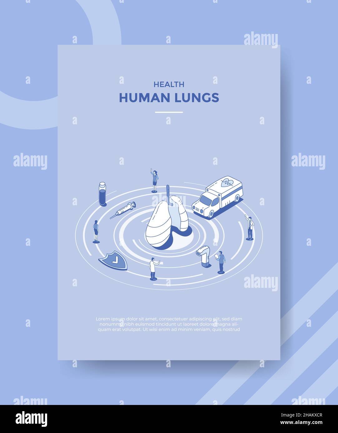 human lungs health concept for template banner and flyer with isometric ...