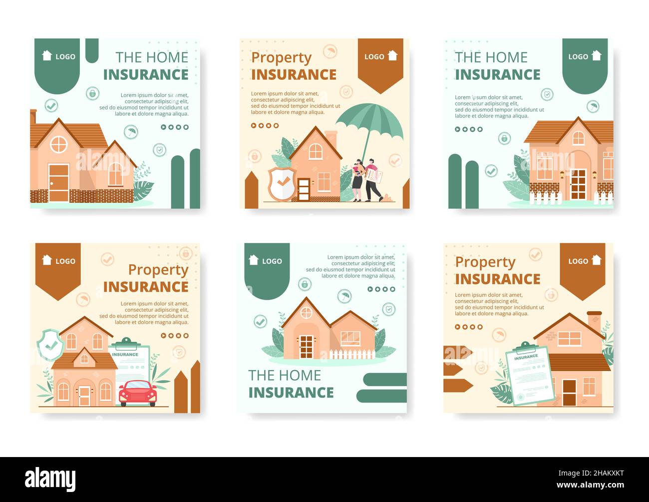 Property Insurance Post Template Flat Design Illustration Editable of ...