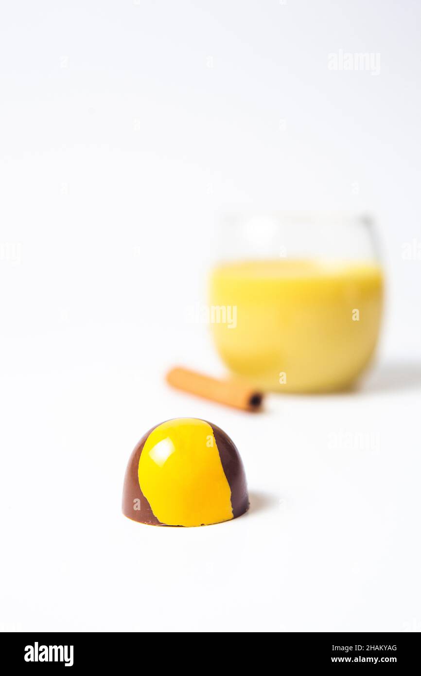 Mexican colorful chocolate candy bonbons with rompope or eggnog and ...