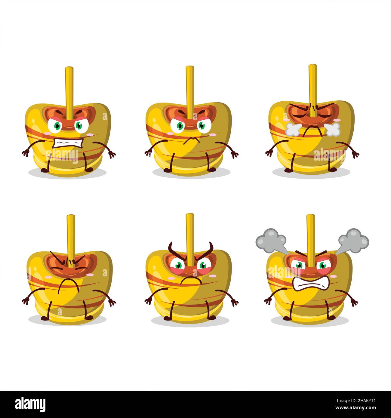 Yellow sugar candy cartoon character with various angry expressions ...