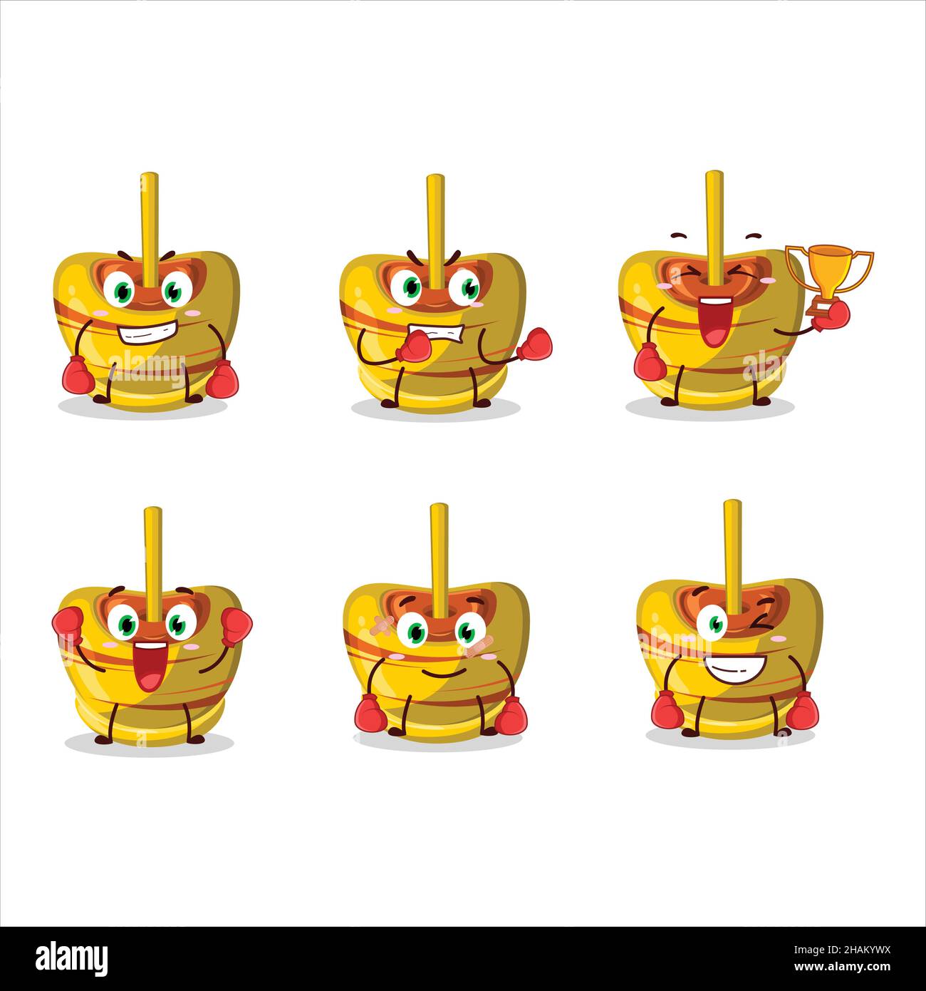 A sporty yellow sugar candy boxing athlete cartoon mascot design ...