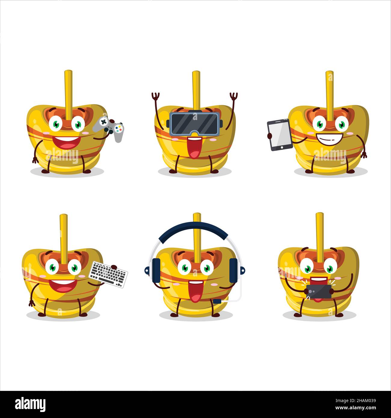 Yellow sugar candy cartoon character are playing games with various ...