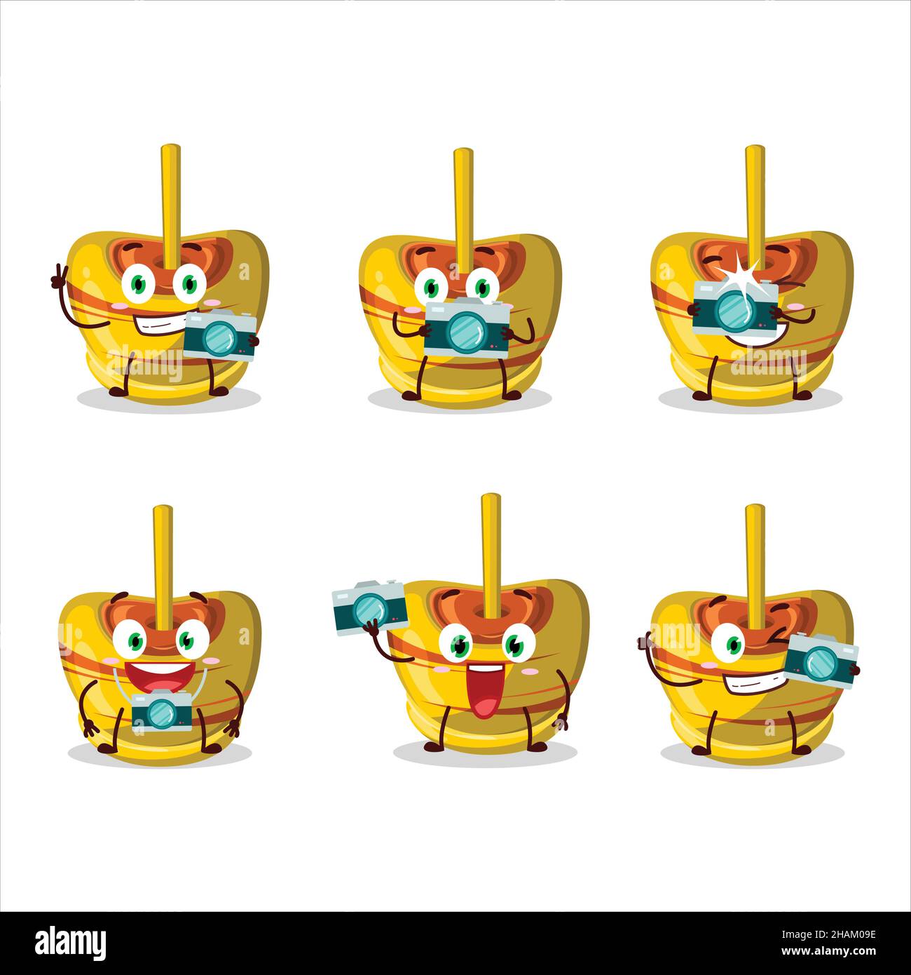 Photographer profession emoticon with yellow sugar candy cartoon ...