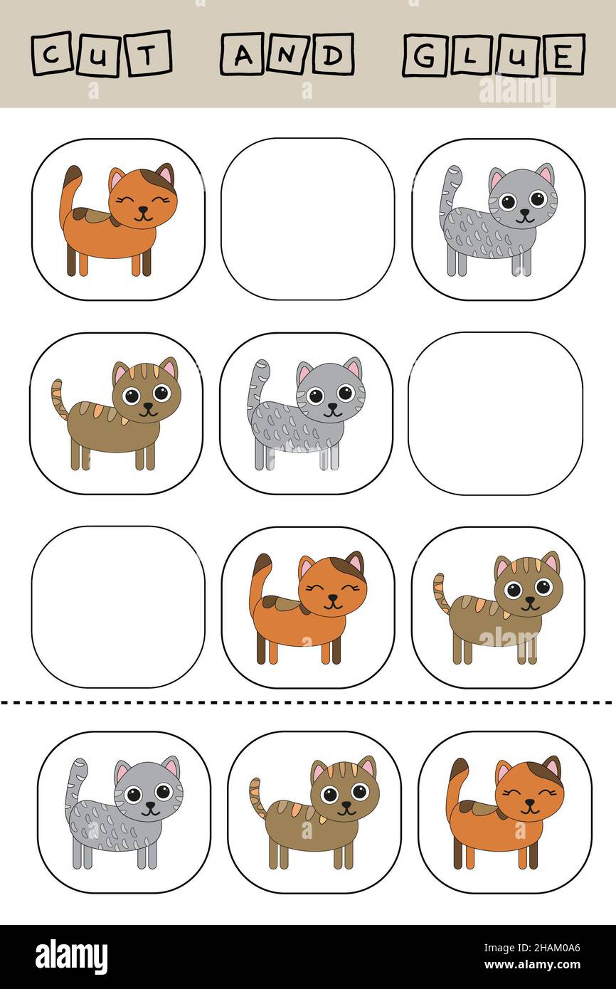 worksheet vector design, the task is to cut and glue a piece on ...