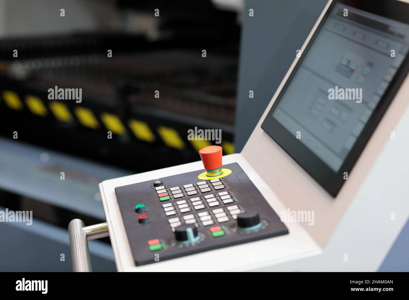 CNC control panel of laser metal cutting machine. Selective focus Stock ...