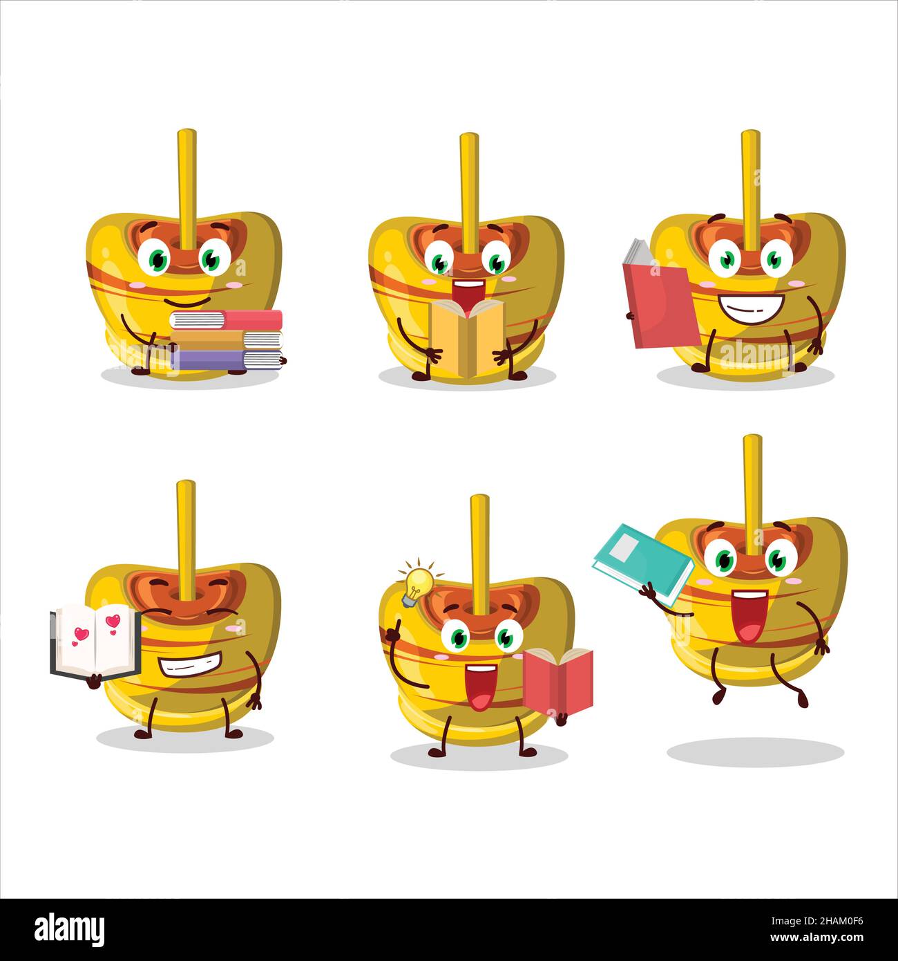 A picture of yellow sugar candy cartoon character concept reading an ...