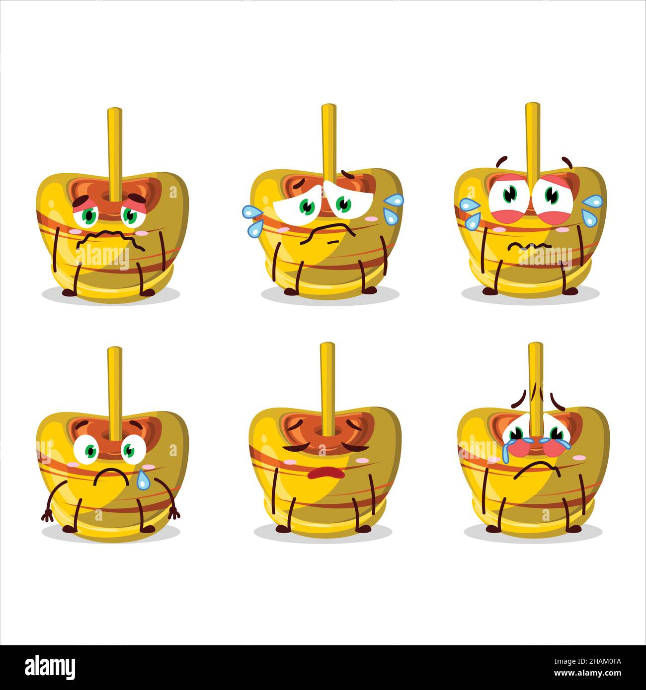 Yellow sugar candy cartoon character with sad expression. Vector ...
