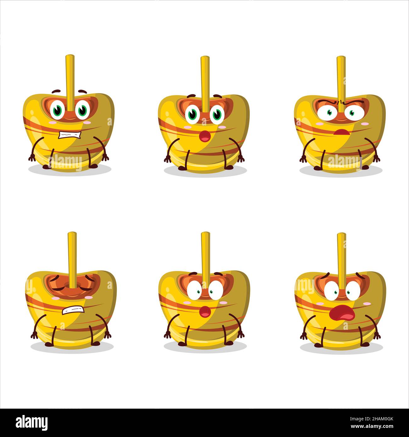 Character cartoon of yellow sugar candy with scared expression. Vector ...