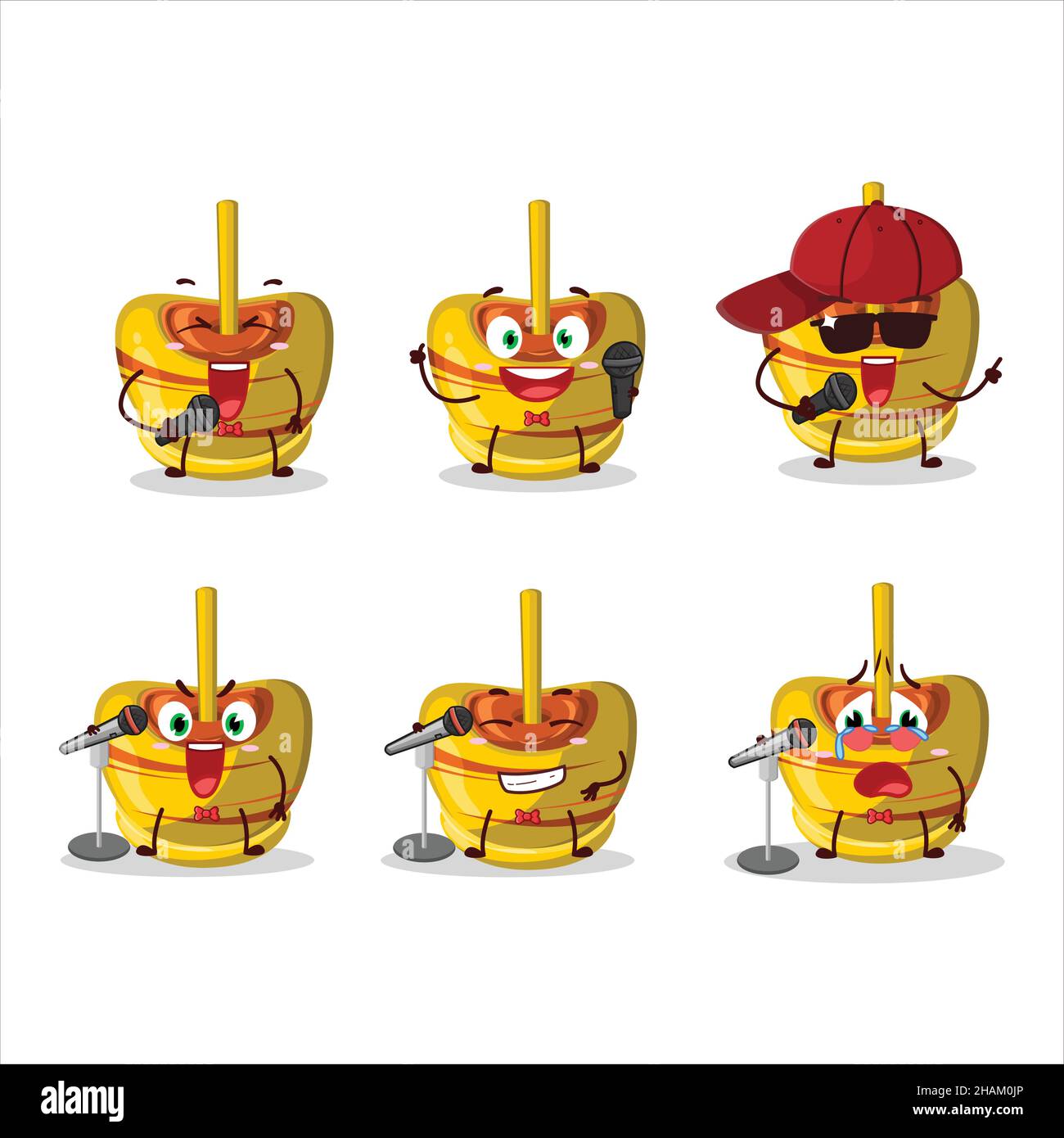 A Cute Cartoon design concept of yellow sugar candy singing a famous ...
