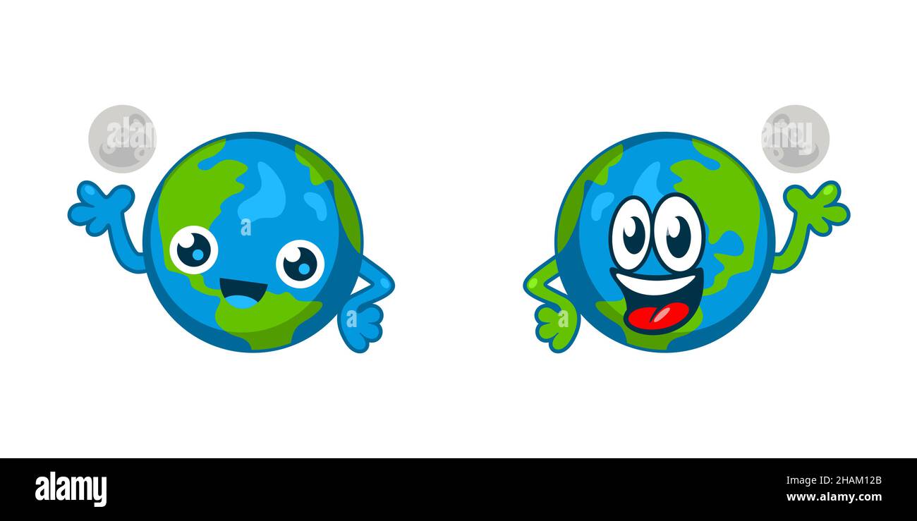 Simple Cute Isolated Happy Smiling Globe World Earth Cartoon Characters ...