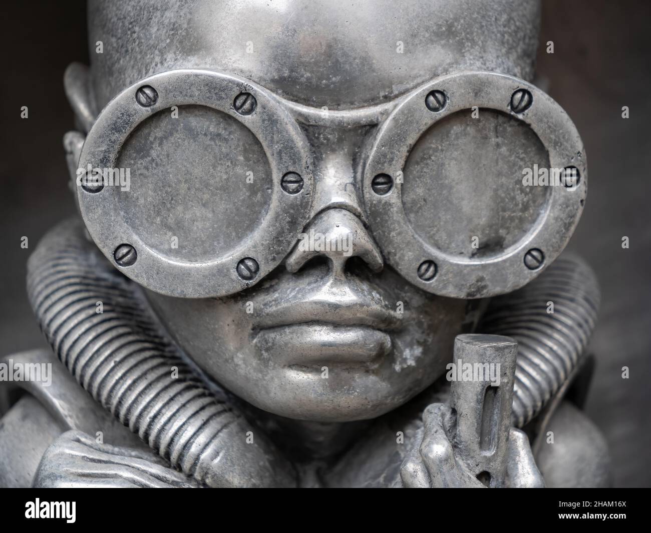 Gruyeres, Switzerland - November 23, 2021: Surrealist statue of alien ...