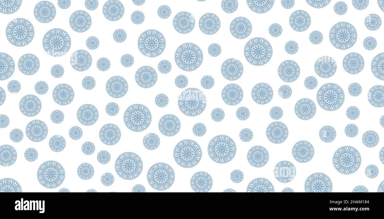 Winter seamless pattern with blue snowflakes on white background ...