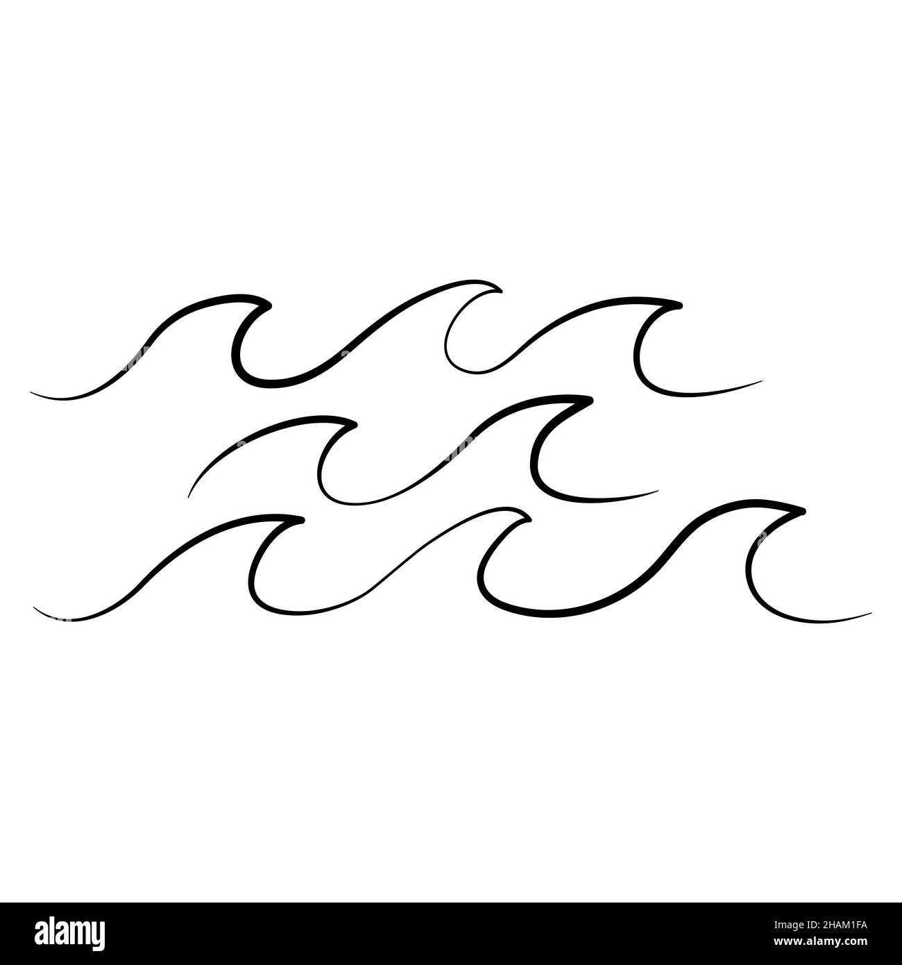 Simple minimalist waves handdrawn water lake river logo vector ...