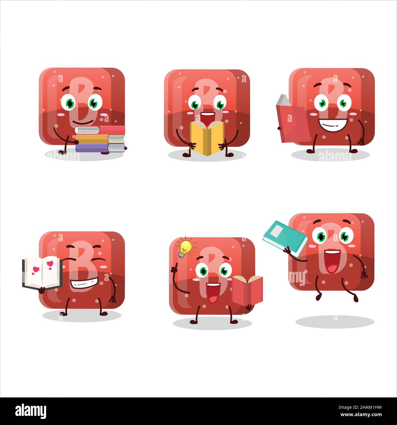 A picture of red gummy candy B cartoon character concept reading an ...