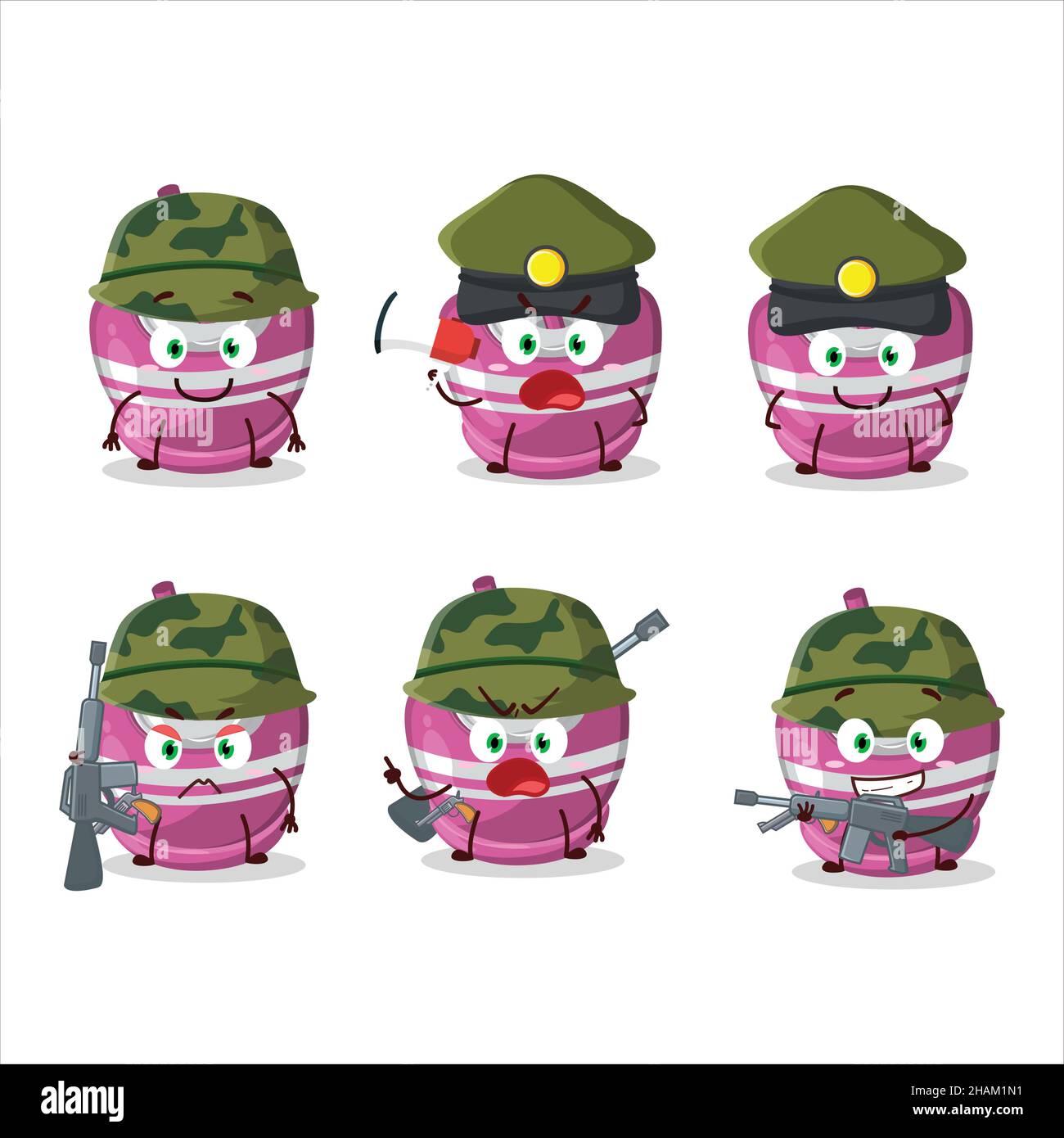 A charming soldier pink sugar candy cartoon picture bring a gun machine ...
