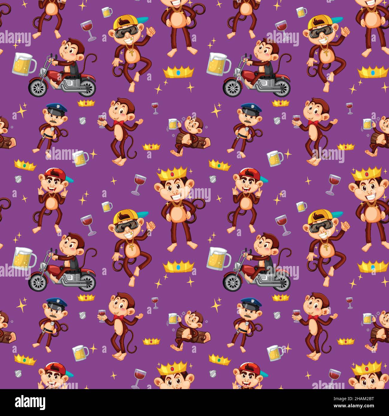 Monkey seamless pattern background illustration Stock Vector Image ...