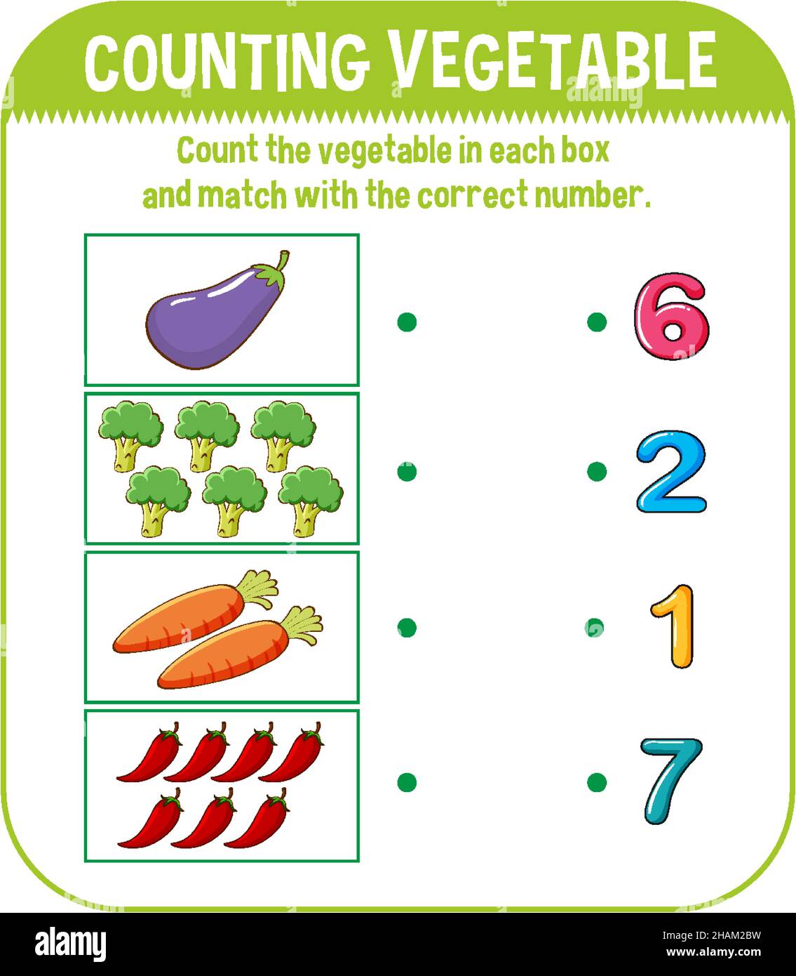 Math game template with counting vegetable illustration Stock Vector ...