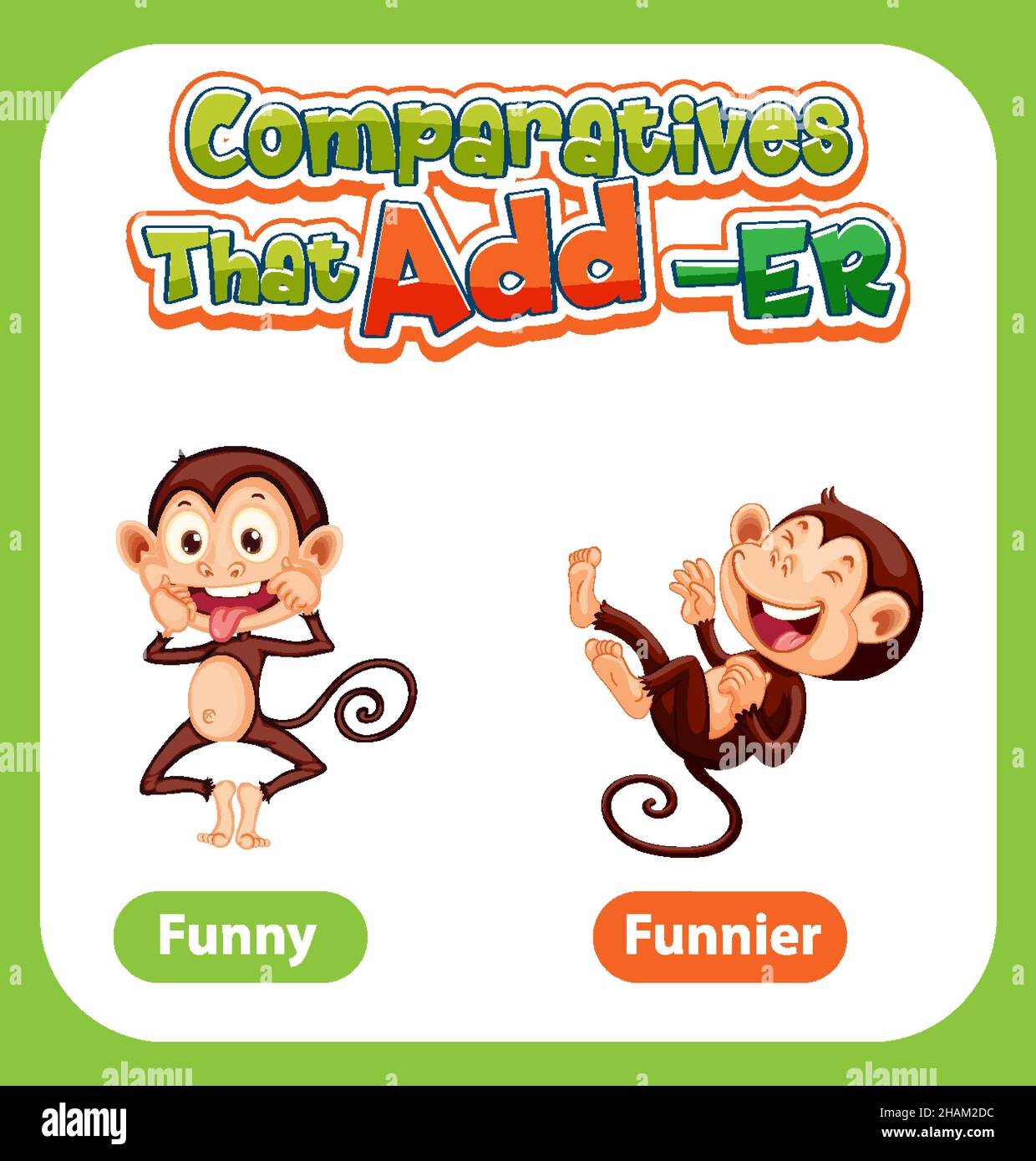 Comparative adjectives for word funny illustration Stock Vector Image ...