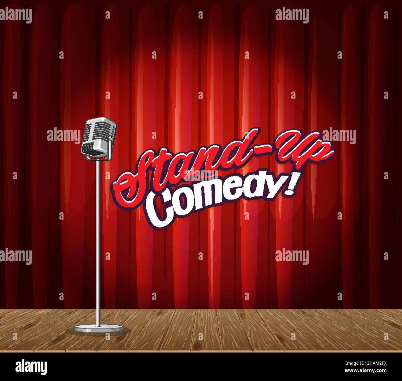 Stand up comedy banner with vintage microphone illustration Stock ...