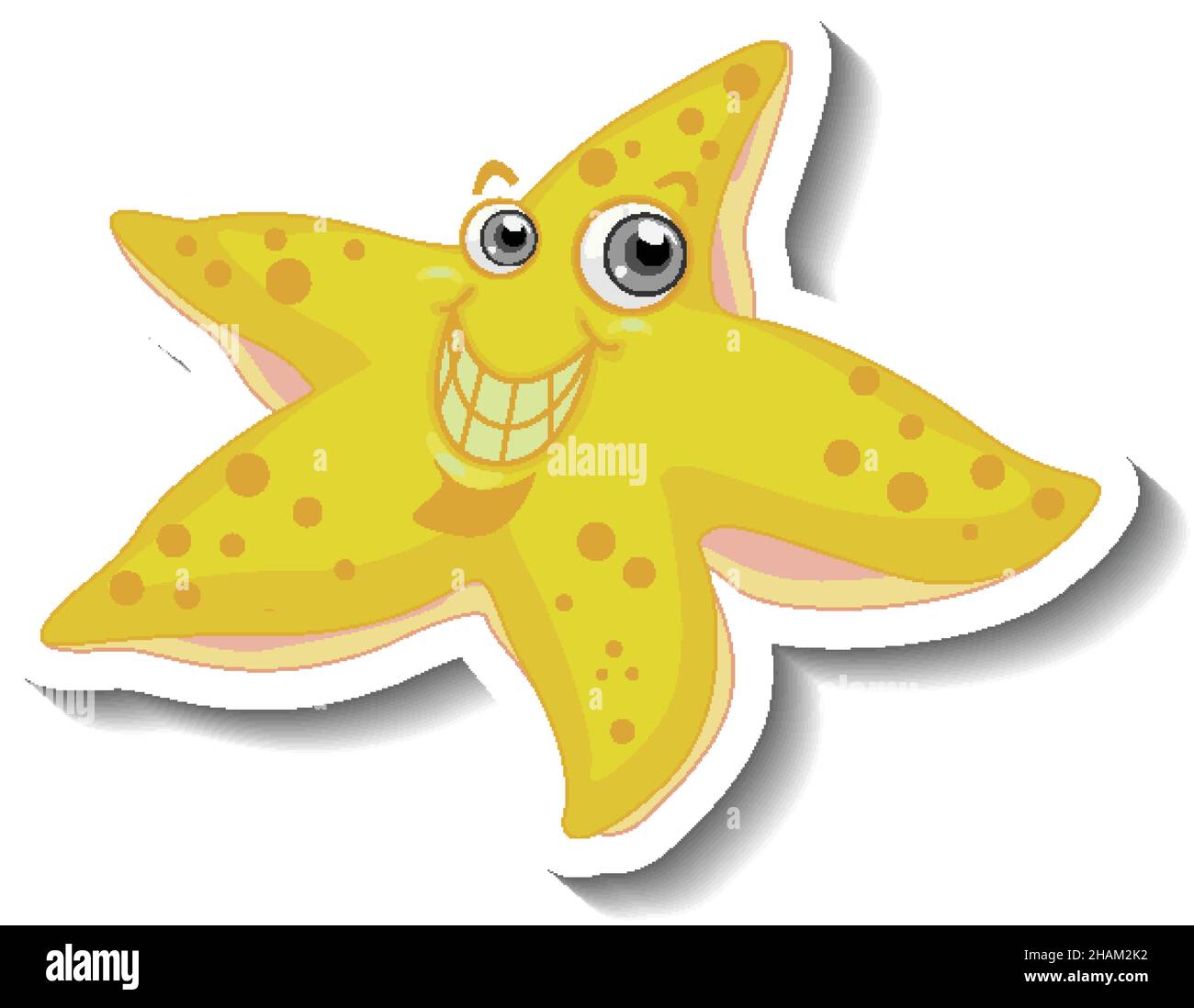 Sea Animal Cartoon Sticker with Cute Starfish illustration Stock Vector ...