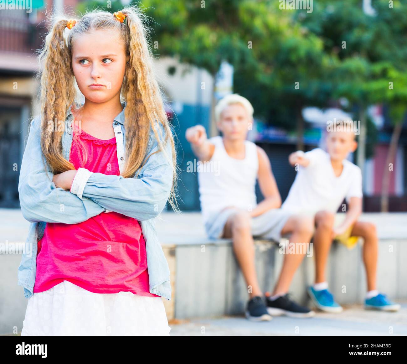 Sad girl having problems in relationship with friends Stock Photo - Alamy