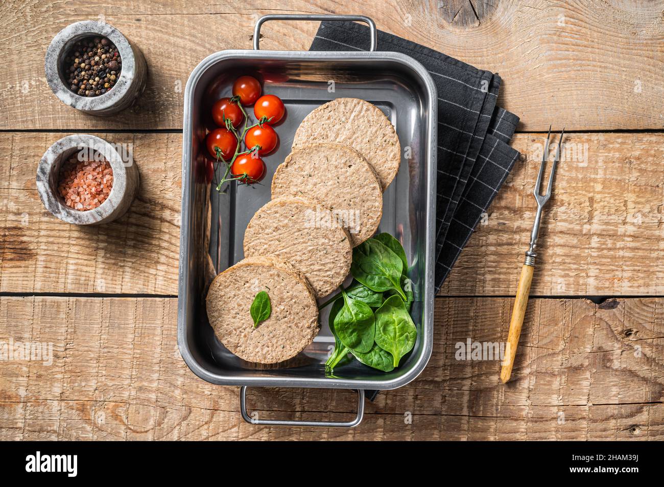 Raw meat free patties made from plant based meat, fresh vegan burger ...