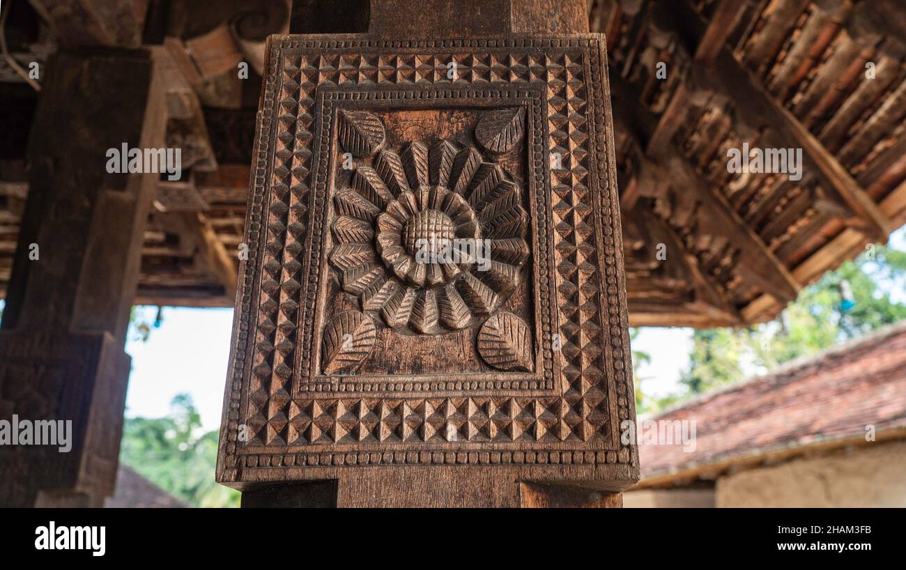 Traditional wood carvings of Embekka Devalaya , Embekka Devalaya was ...