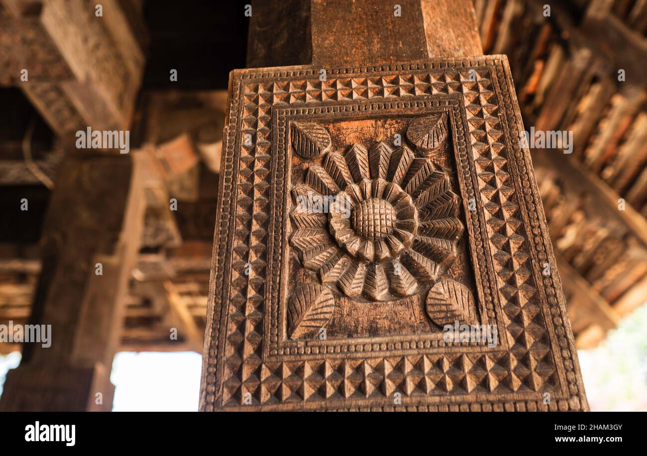 Traditional wood carvings of Embekka Devalaya , Embekka Devalaya was ...