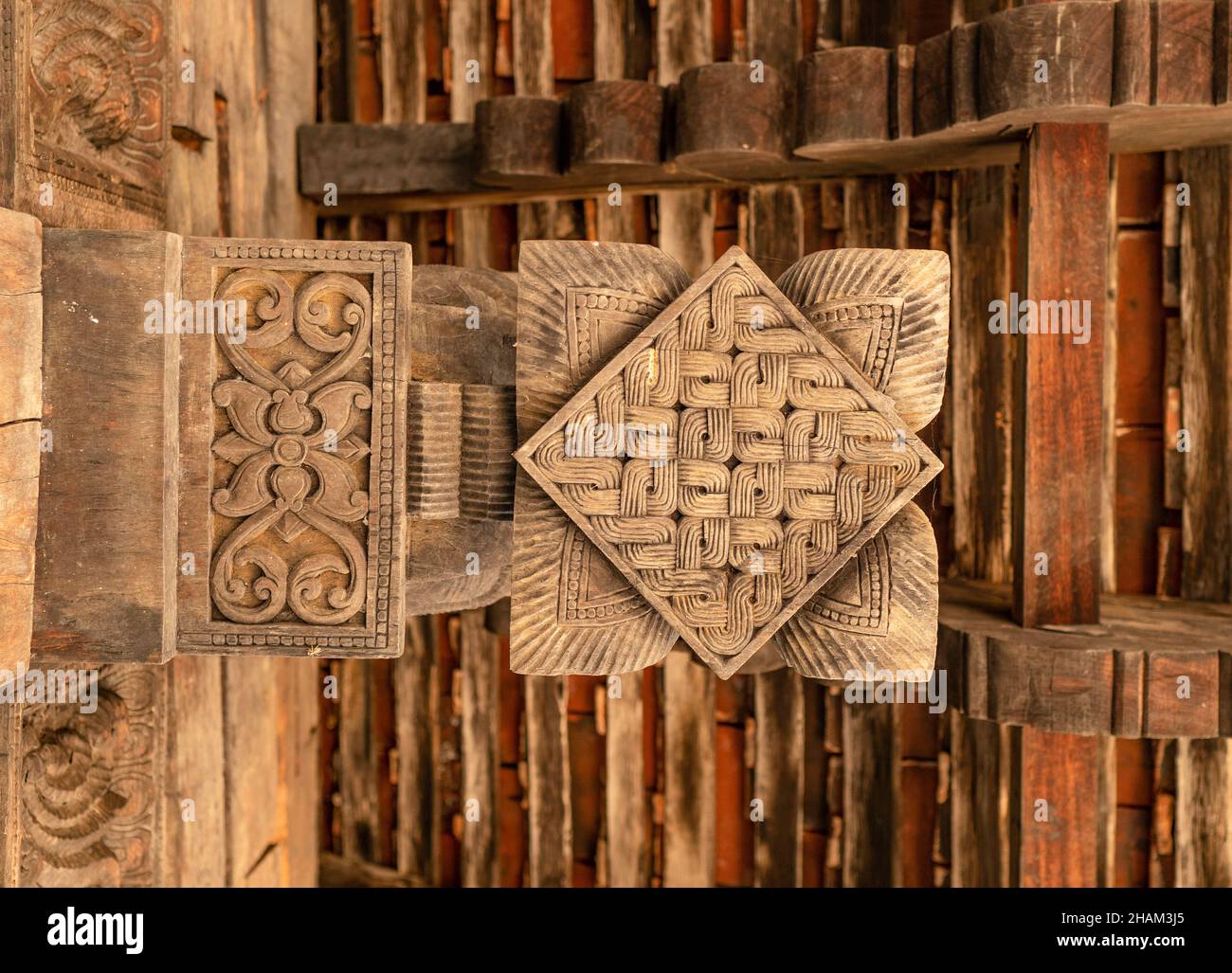 Traditional wood carvings of Embekka Devalaya , Embekka Devalaya was ...