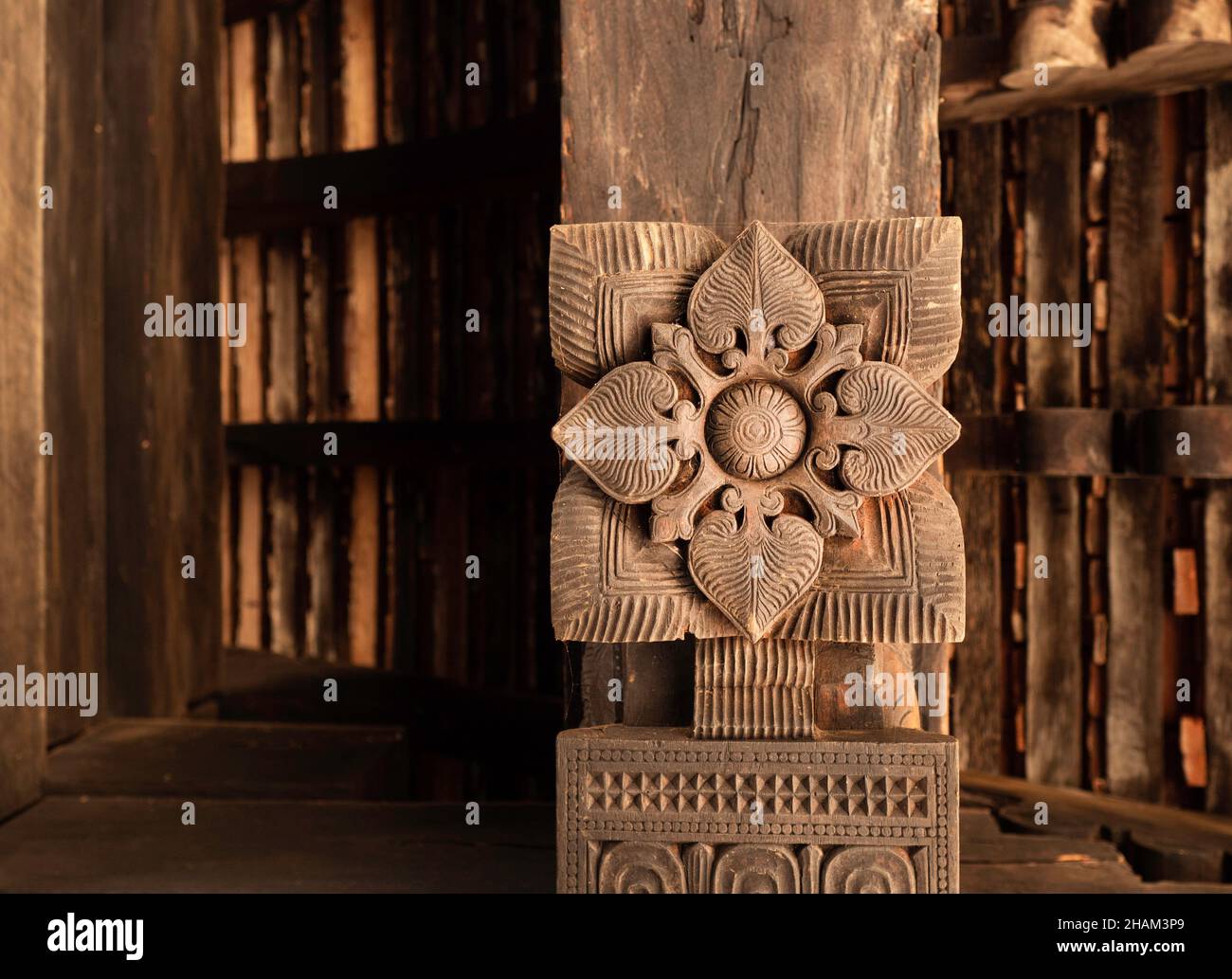 Traditional wood carvings of Embekka Devalaya , Embekka Devalaya was ...