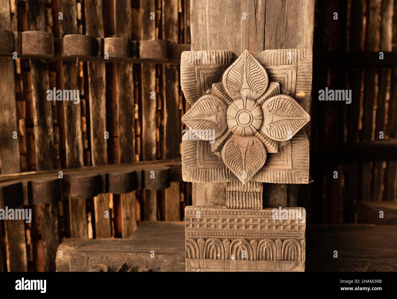 Traditional wood carvings of Embekka Devalaya , Embekka Devalaya was ...