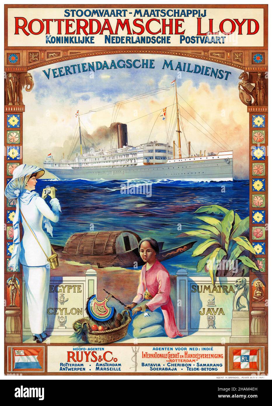 Rotterdamsche Lloyd. Artist unknown. Poster published in the 1910s in ...