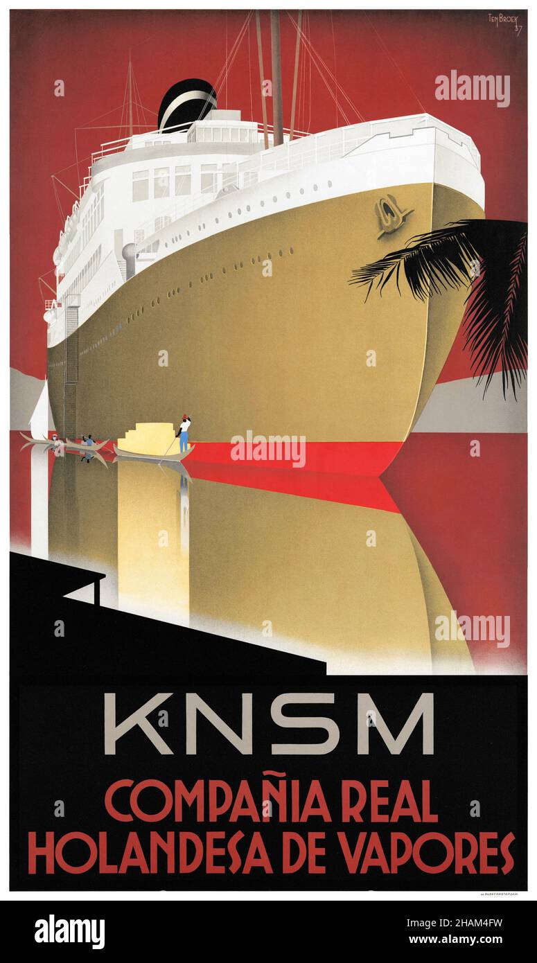 KNSM by Willem Frederik ten Broek (1905-1993). Poster published in 1937 ...