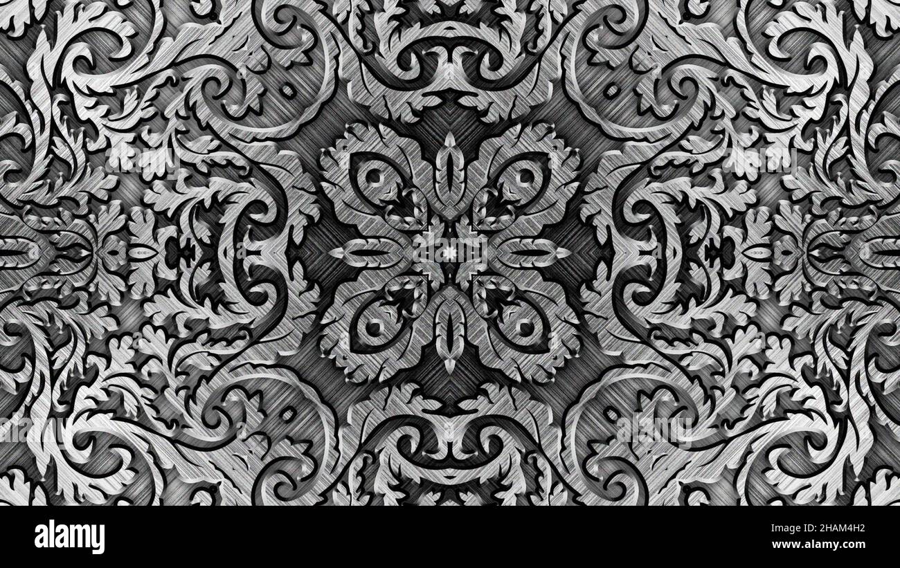 Abstract dark vintage retro ornate ornament background, curved ...