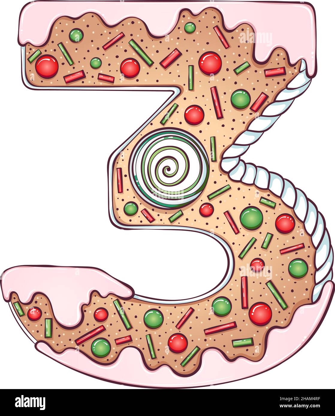 Alphabet gingerbread color serial number 3 Stock Vector Image & Art - Alamy