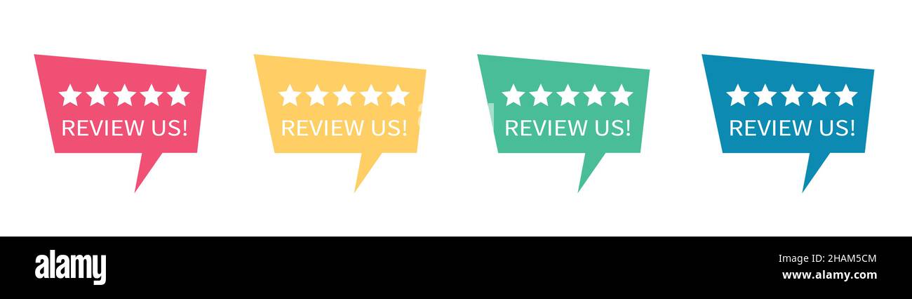 Review us set. Speech bubble on white background. Vector illustration ...