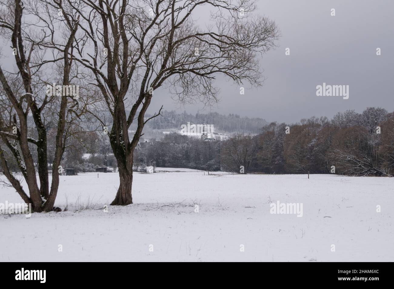 Landscape near the german city called Hallenberg with tower of the ...