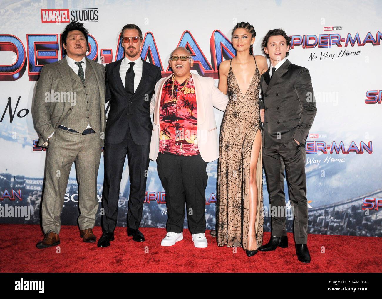 Los Angeles, CA. 13th Dec, 2021. Zendaya, Tom Holland, Benedict ...