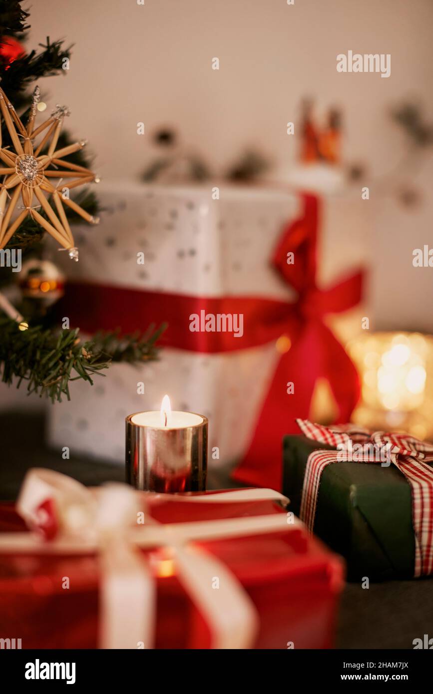 Christmas presents under Christmas tree Stock Photo - Alamy