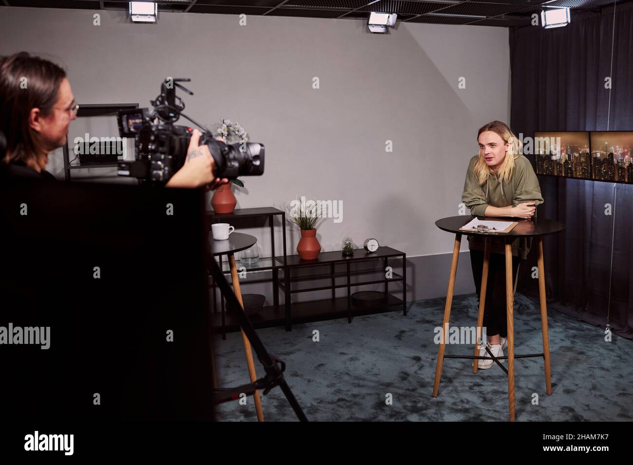 Filming of TV program in studio Stock Photo - Alamy